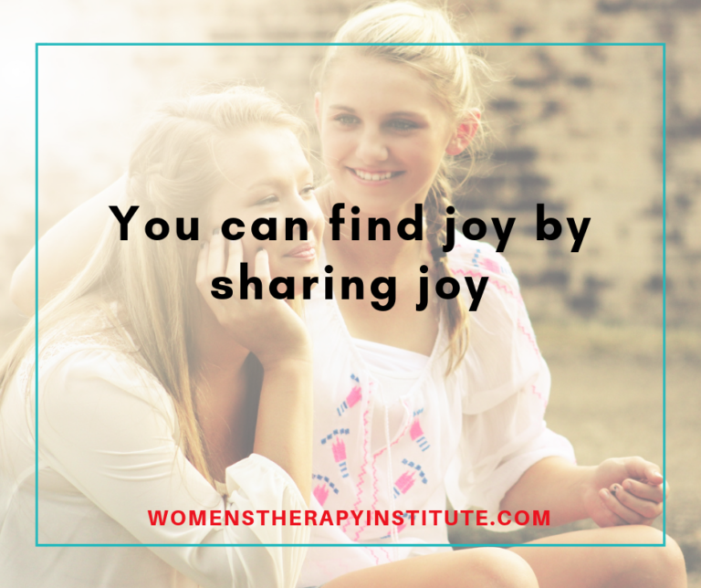 You can find joy by sharing joy